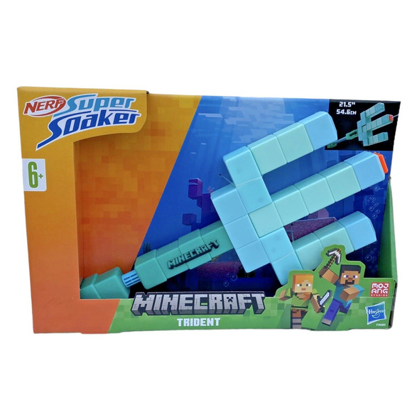 Nerf | Toys | Nerf Super Soaker Minecraft Trident Water Blaster Pull ...